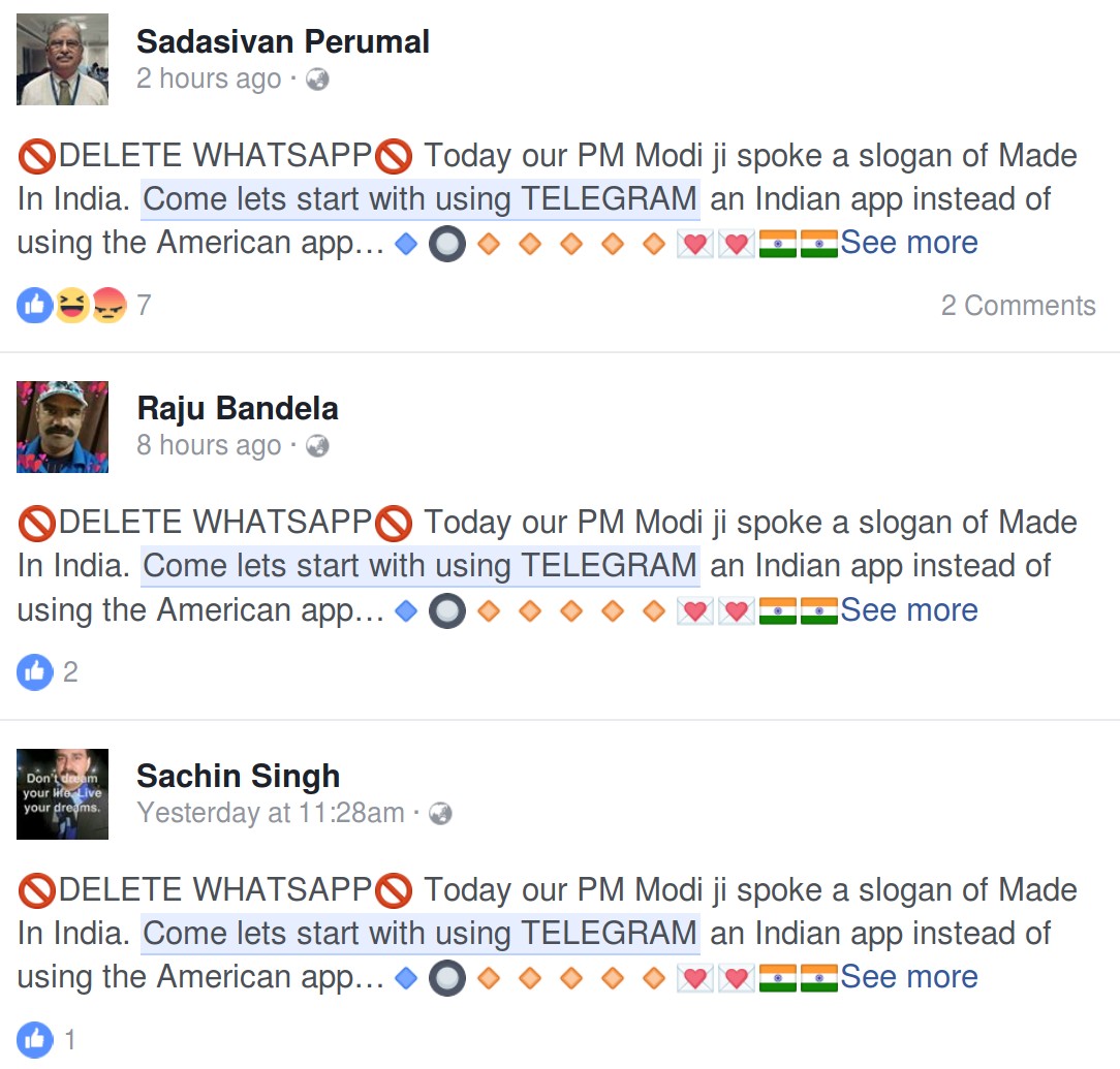 Install 'Indian' Telegram, delete 'American' WhatsApp - Old fake viral ...