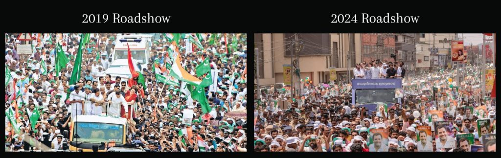 Rahul Gandhi in Wayanad: Photo of 2019 Congress rally with green flags ...