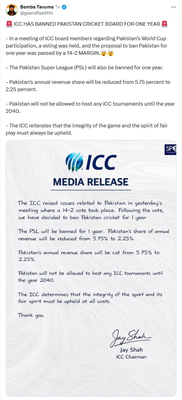 Fake ICC 'media release' announcing ban on Pakistan viral across social ...