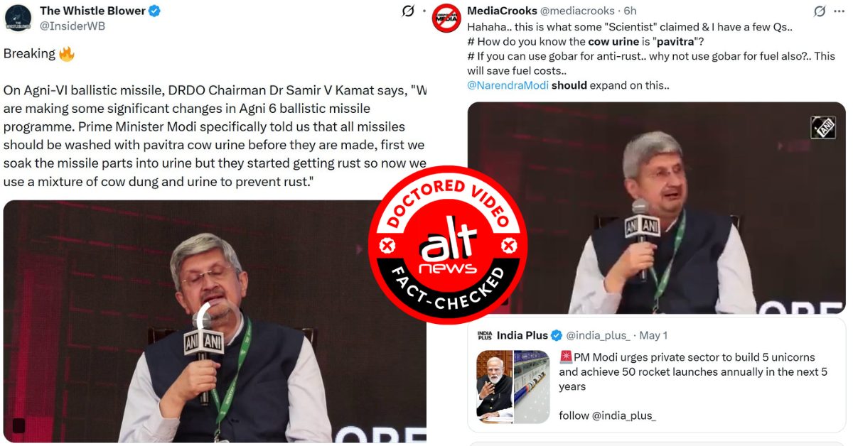 Viral video of DRDO chief fake: No mention of cow urine or dung in ...